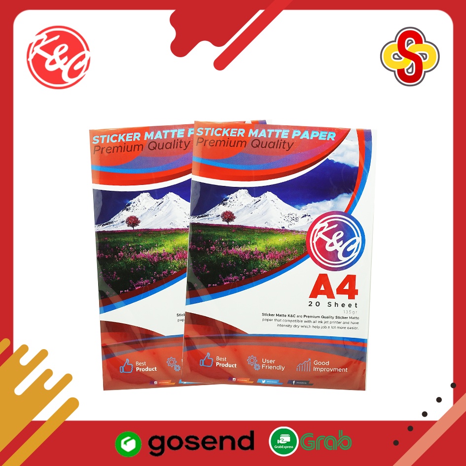 Jual Kertas Sticker Matte / Sticker Matte Paper A4 K&C 135gr Isi 20 ...