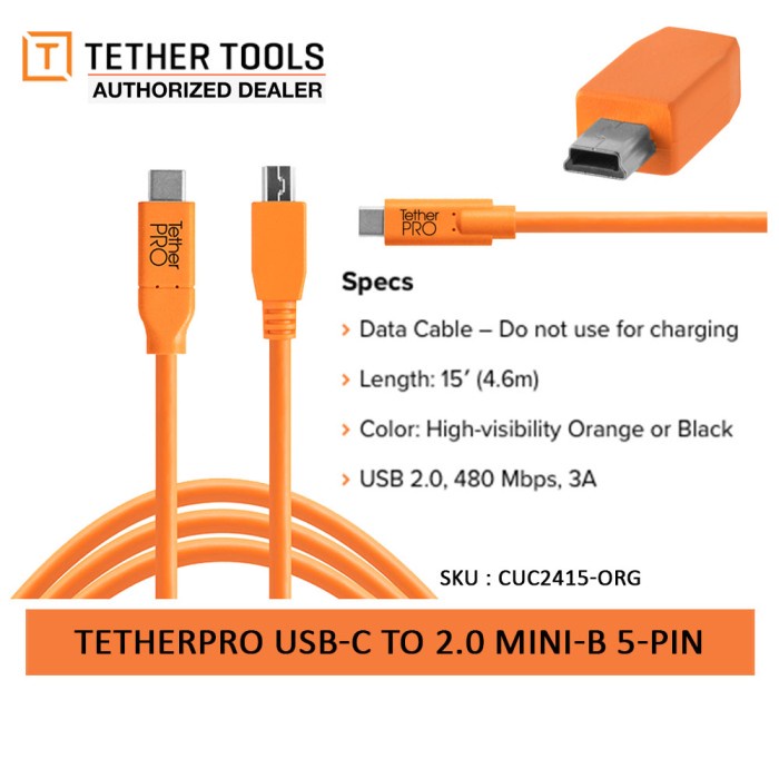 Jual Kabel Tether Tools Pro Usb C To 2.0 Mini B 5 Pin | Shopee Indonesia