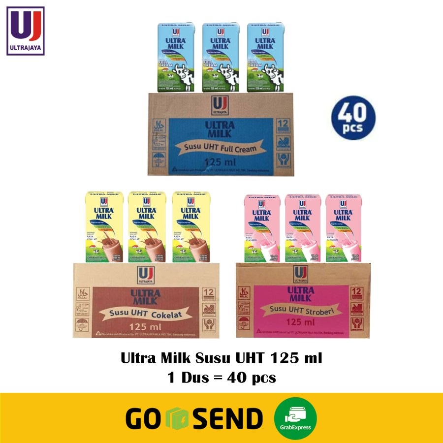 Jual SUSU ULTRA UHT 125ml 1 DUS ISI 40PCS / RASA FULL CREAM-COKLAT-STOBERI | Shopee Indonesia