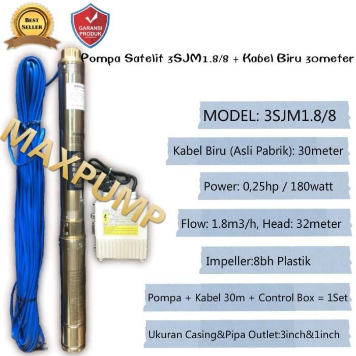 Jual POMPA SATELIT 0.25HP + KABEL BIRU 30MTR POMPA SUBMERSIBLE CASING ...