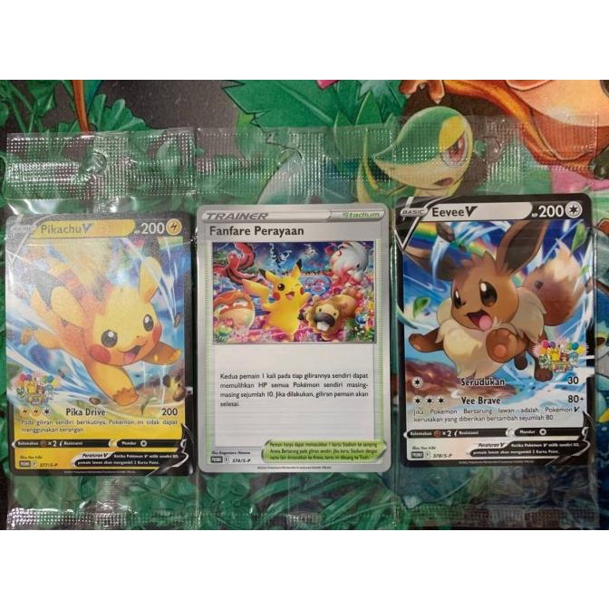 Jual Pikachu V, Eevee V, Fanfare Perayaan SET (Pokemon Festival Promo) Indo ---NEW--- | Shopee ...