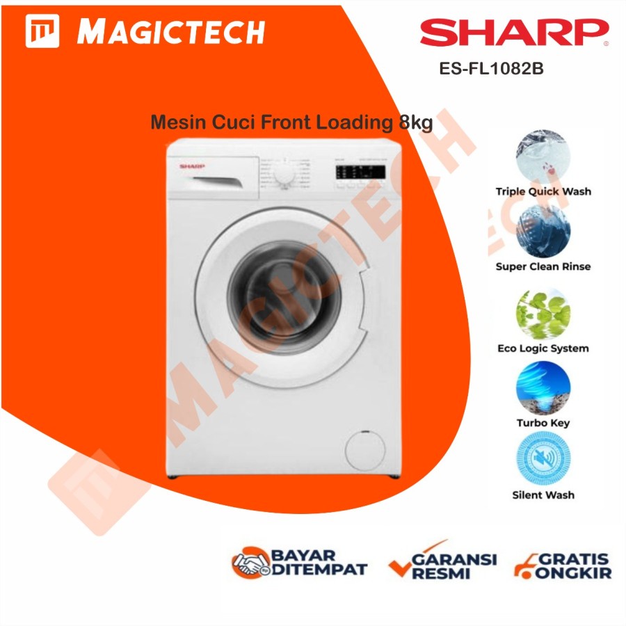 Jual MESIN CUCI FRONT LOADING SHARP 8 KG ES-FL1082B | Shopee Indonesia