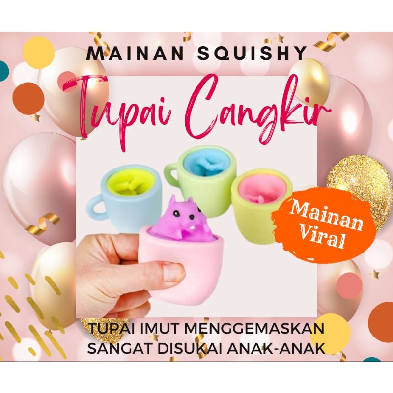 Jual Mainan Squishy Viral Tupai Cangkir Squirrel Cup Sensory Play ...