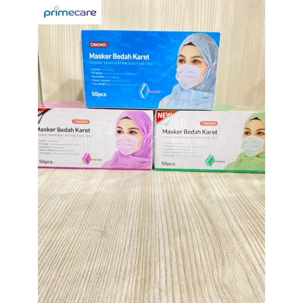 Jual Masker Headloop ONEMED 3PLY / Masker Hijab ONEMED Karet / Masker ...