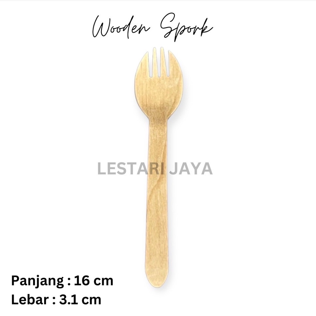Jual Sendok Garpu Makan Kayu 2 in 1 Wooden Spork / Sendok Garpu Kayu ...