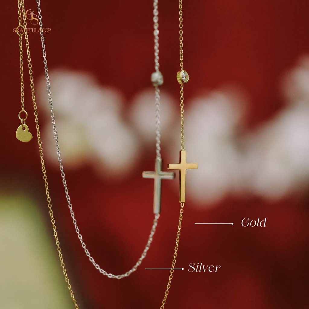 Jual Grateful - Kalung Salib Maria Silver / Gold (Cross Necklace Maria ...