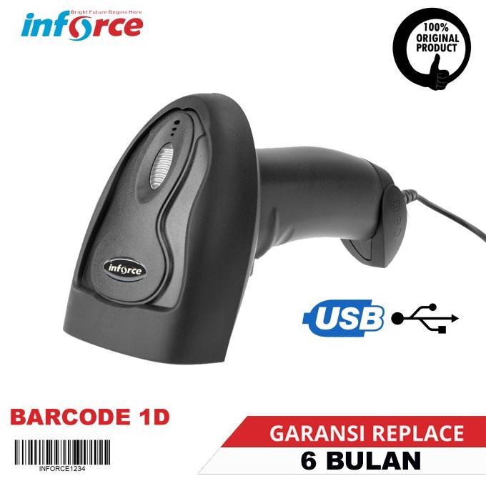Jual INFORCE BARCODE SCANNER T120 1D USB WIRED KABEL CABLE HANDHELD ...