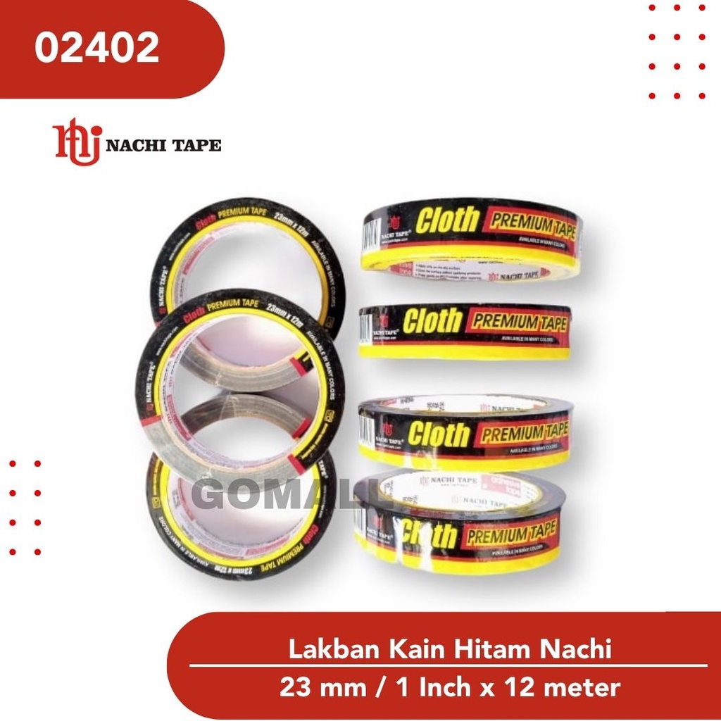 Jual Lakban Kain Hitam Nachi Cloth Tape 23 mm / 1 Inch x 12 meter ...
