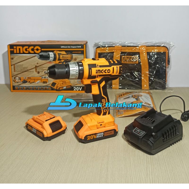 Jual MESIN BOR IMPACT BATERAI CORDLESS 20V LITHIUM INGCO CIDLI2002 ...