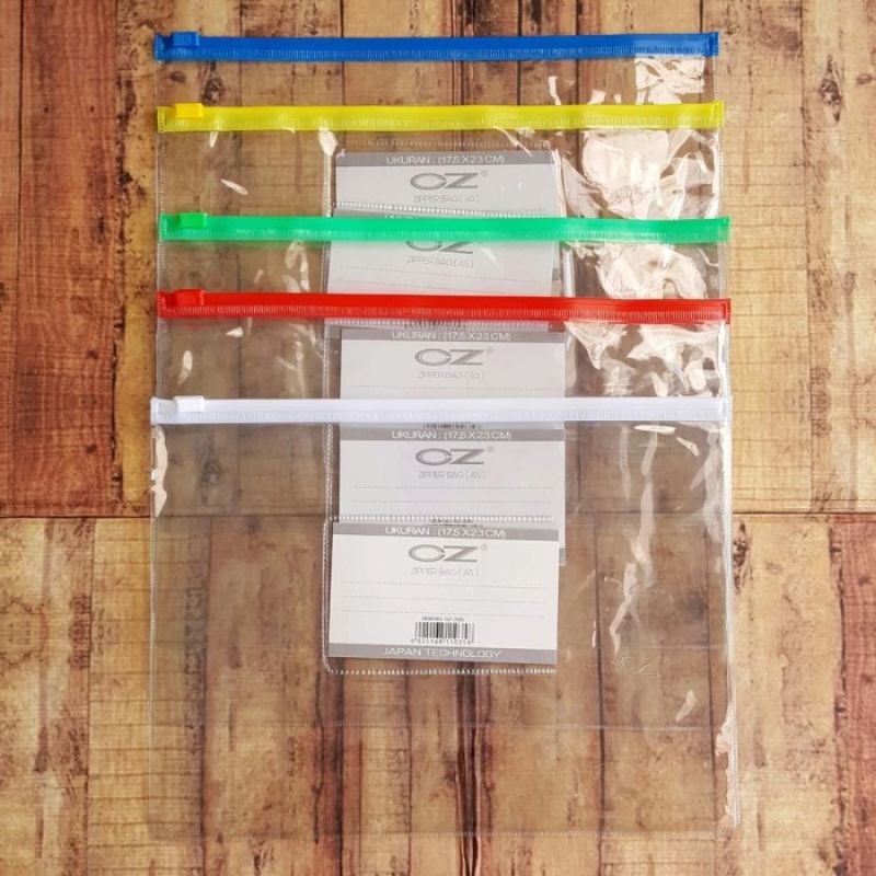 Jual Map Plastik Ziplock Merk OZ / Zipper Bag Tahan Air ukuran A4 / Map ...