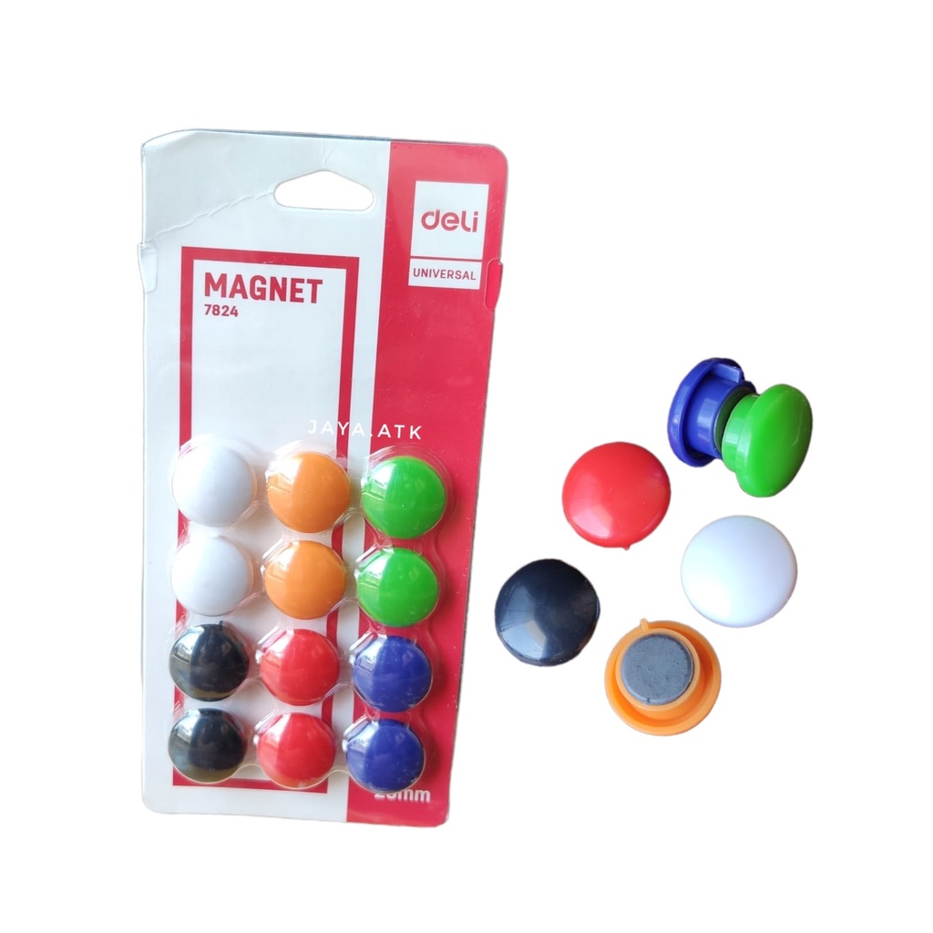 Jual MAGNET PAPAN TULIS WHITEBOARD SET 12 DELI 7824 BULAT KECIL 20 MM ...