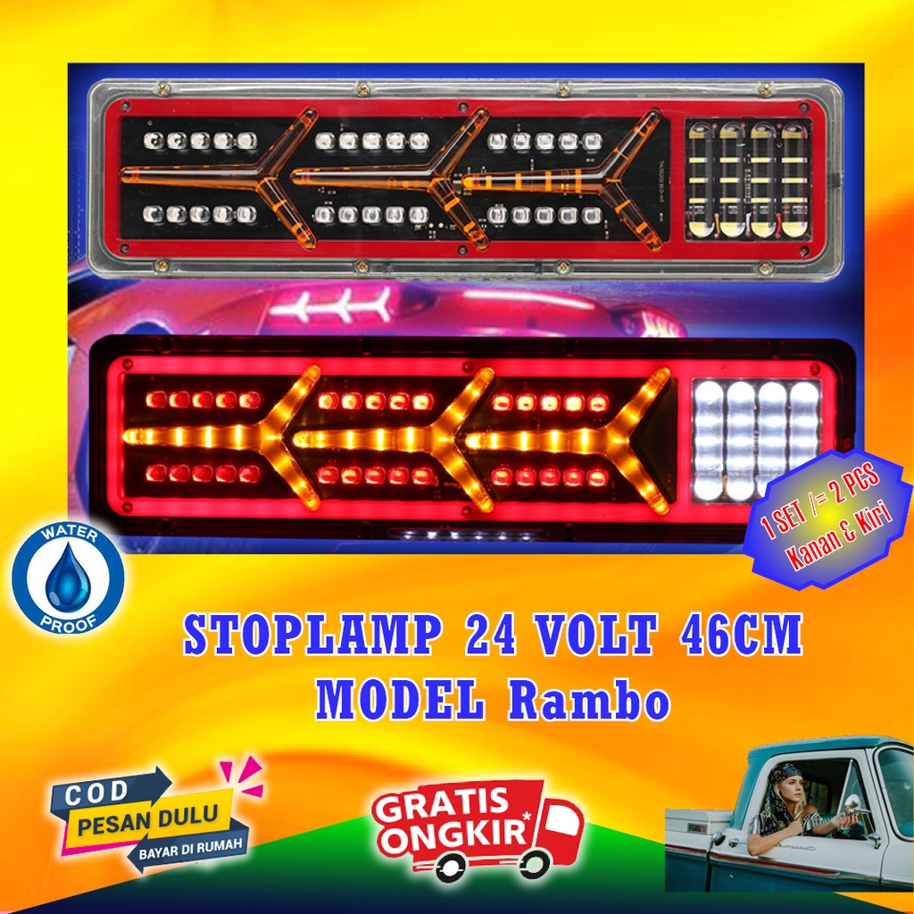 Jual Lampu Rem Belakang Stop Lamp LED Variasi Truk Pickup 24 V Volt 2 ...
