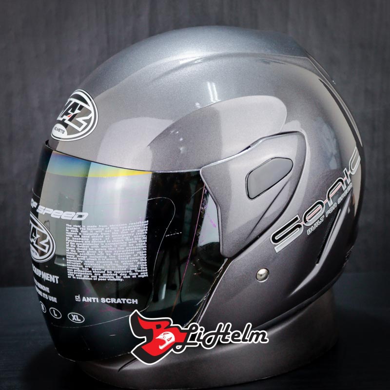Jual HELM MAZ SONIC SOLID GUNMETAL GLOSSY | HALF FACE SINGE VISOR ...