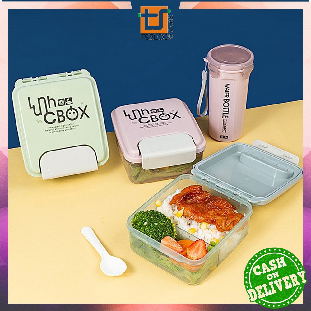 Jual OFM-C781 Lunch Box Kotak Bekal Set Botol Minum Tumbler Cup Portable Free Sendok Tempat ...