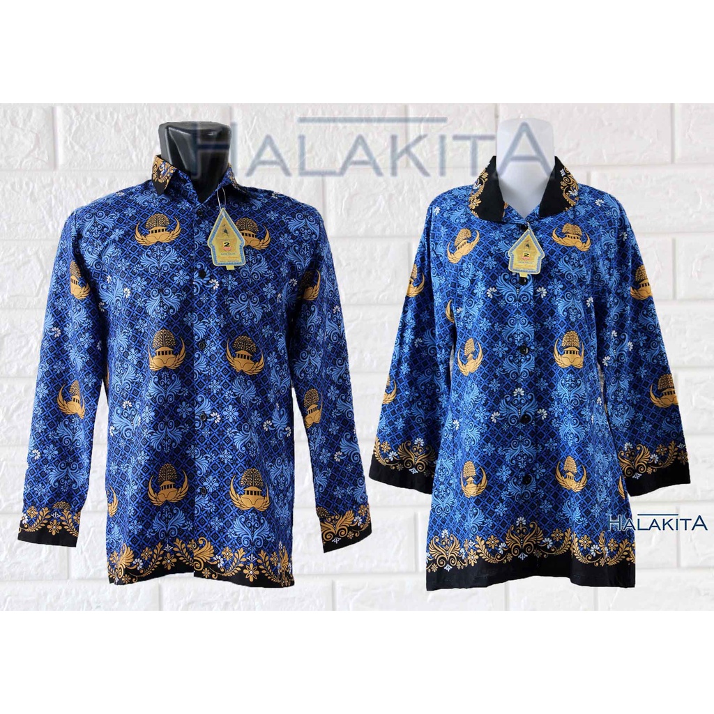Jual Batik Korpri Kerah Hitam Terbaru 2022 Bahan Sritex - Promo Baju Korpri Pria Wanita ...
