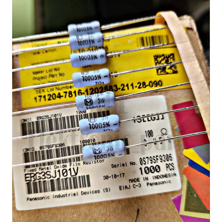 Jual Resistor 3 watt 100 ohm PANASONIC ( original JAPAN) HARGA per 10 ...