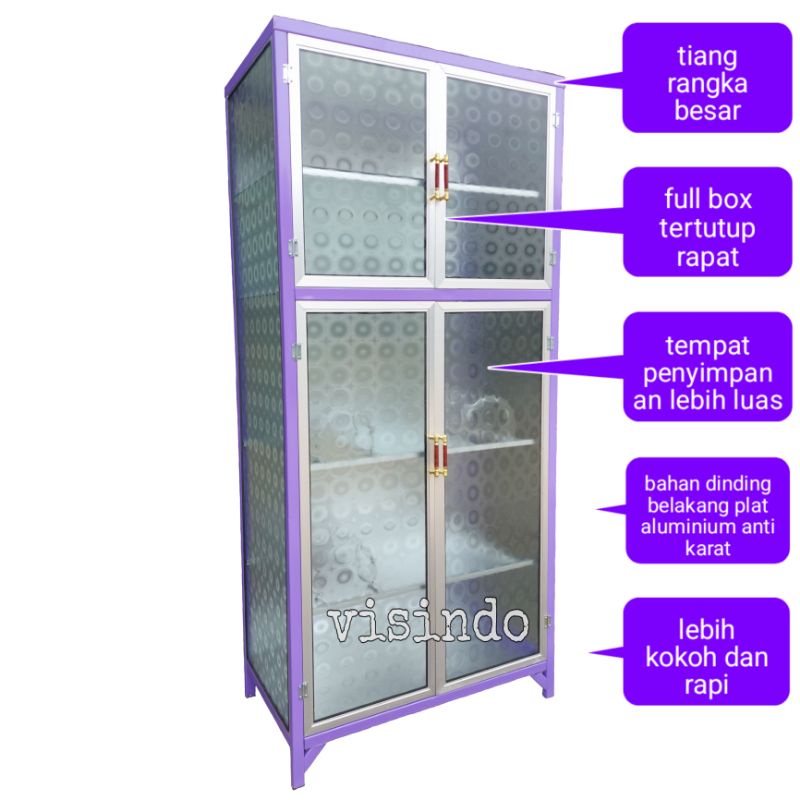 Jual RAK PIRING ALUMINIUM FULL BOX KACA 2 PINTU | Shopee Indonesia