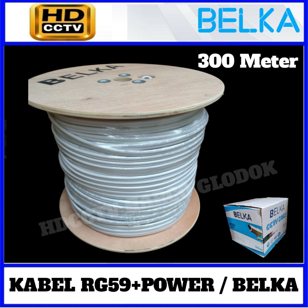 Jual Kabel CCTV RG59+Power BELKA Kabel CCTV 2 Jalur 300m Putih | Shopee Indonesia
