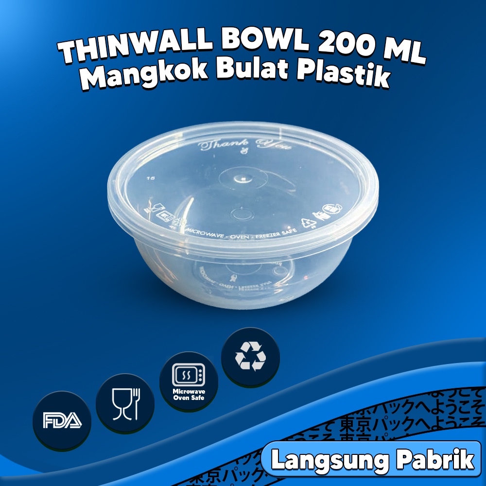 Jual Thinwall Mangkok Bulat 200 Ml Anti Pecah Kotak Makan Isi 25 Set