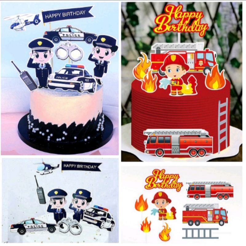 Jual Topper pemadam kebakaran, Topper polisi Hiasan Kue pemadam ...