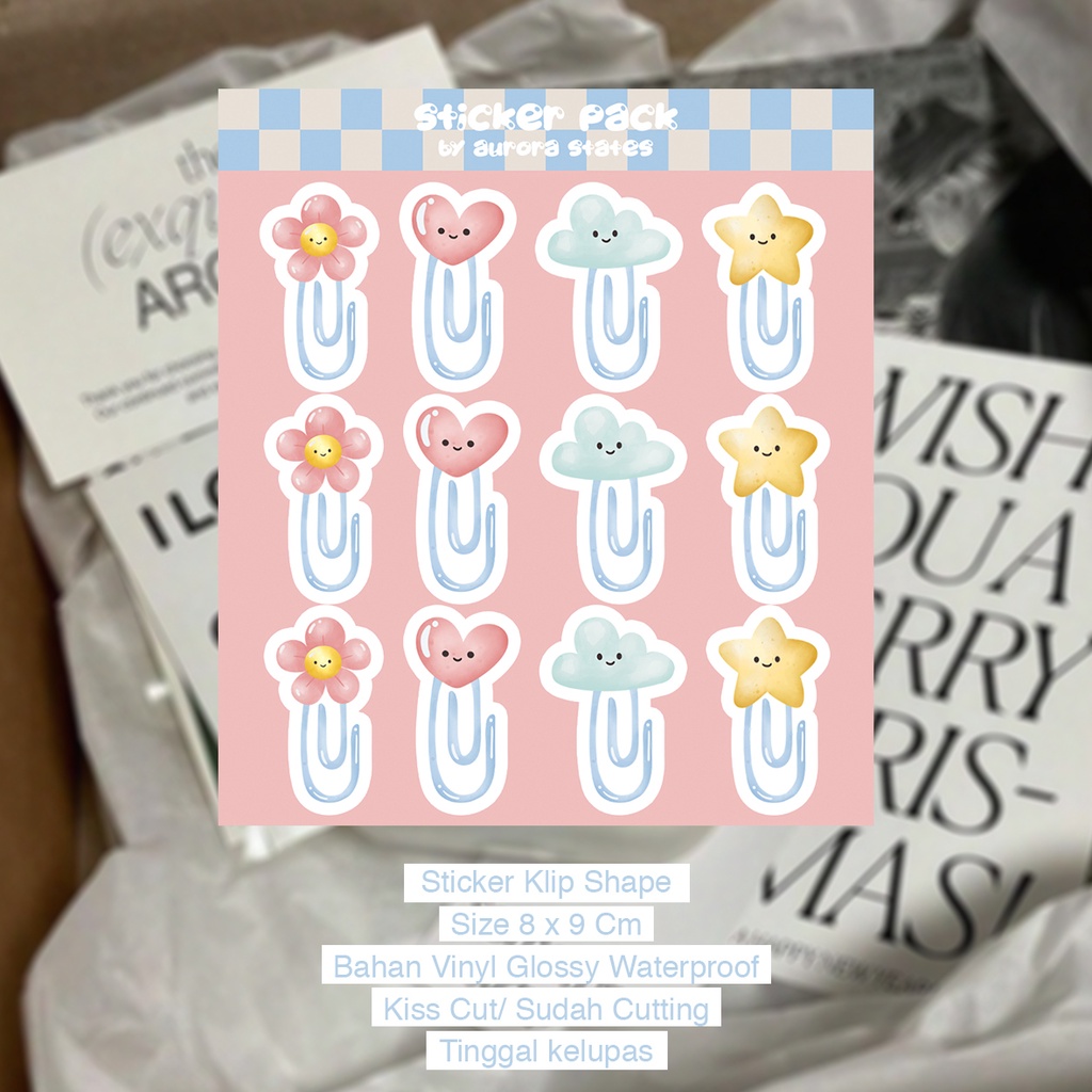 Jual Klip Sticker Aesthetic Jurnal | Stiker Penjepit Kertas | Stiker ...