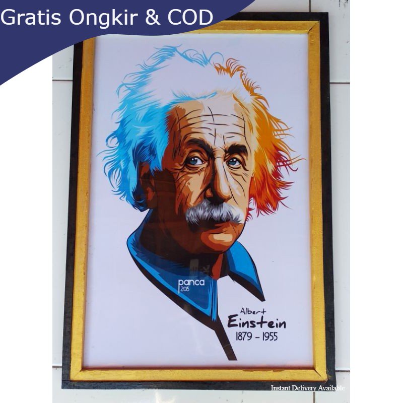 Jual Poster plus bingkai Albert Einstein ukuran 53×35 [ BISA COD ] | Shopee Indonesia