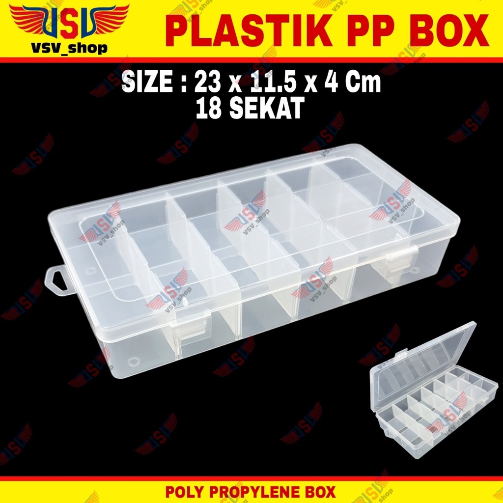Jual Kotak Plastik 18 Sekat Penyimpanan Box Plastik PP Case Plastic ...