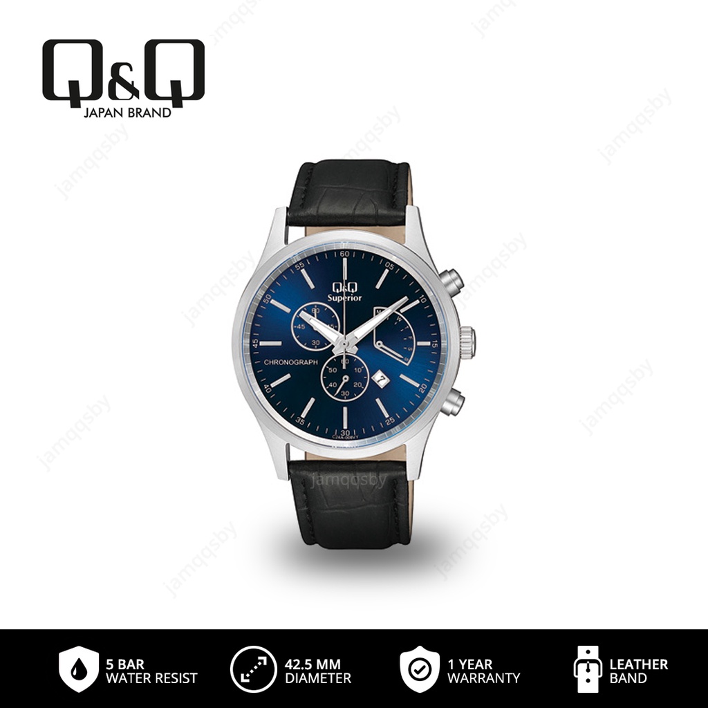 Jual Q&Q QnQ QQ Jam Tangan Pria Analog Leather Kulit - C24 C24A Superior Tahan Air 5 BAR ...