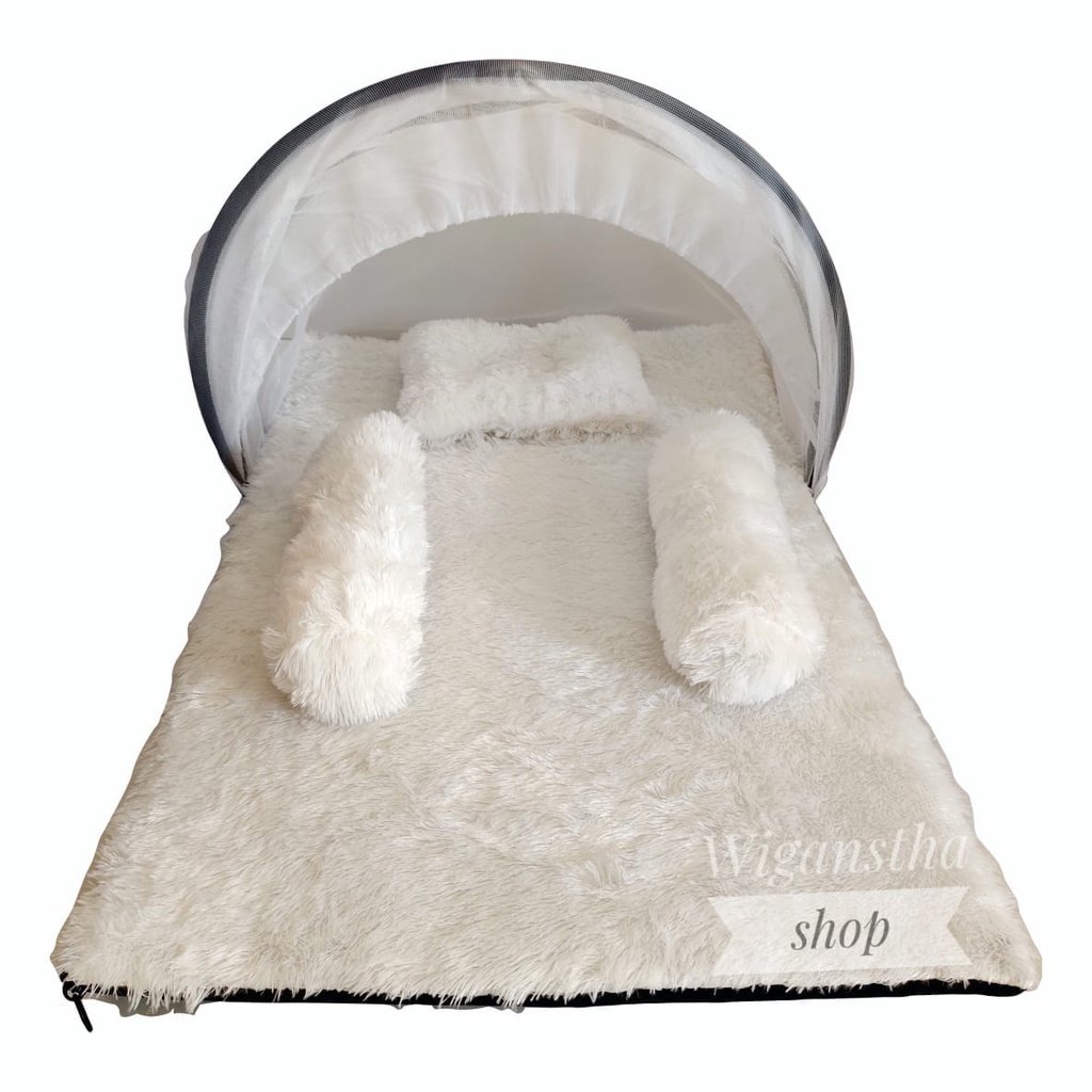 Jual KASUR BAYI MATRAS BULU RASFUR KELAMBU BISA DILEPAS ONE SET BANTAL ...