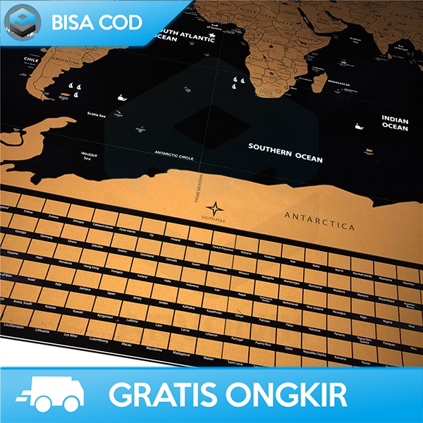 Jual WALL STICKER WORLD MAP STIKER HIASAN DINDING PETA DUNIA SCRATCH ...
