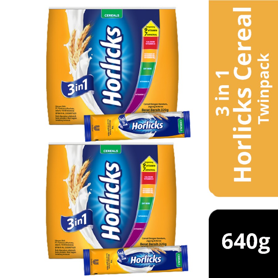 Jual Horlicks 3in1 Cereal 10x32g Minuman Sereal Malt Pouch Twinpack ...