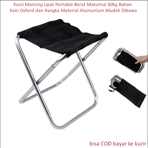 Jual Kursi Mancing Lipat Portable Berat Maksimal 80kg Bahan Kain Oxford ...