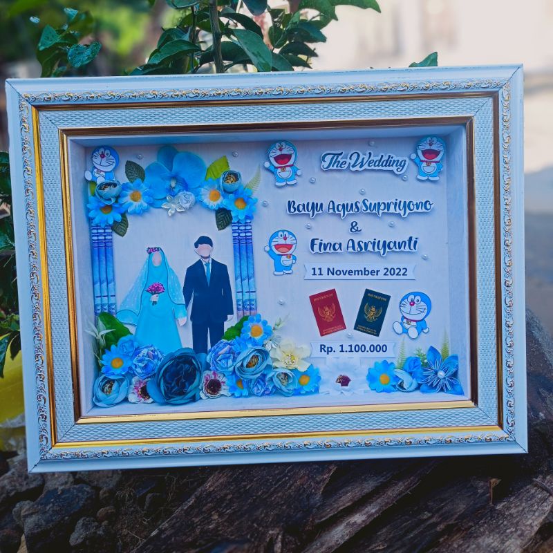 Jual Mahar Pernikahan Custom Doraemon Bingkai Figura Foto Mahar 3d ...