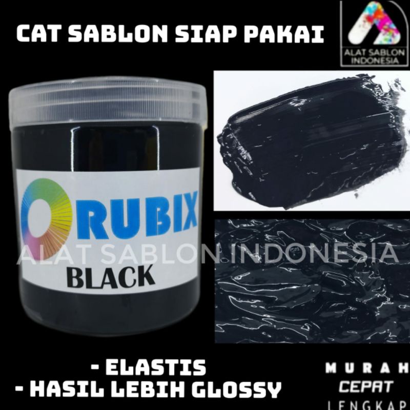 Jual CAT SABLON PASTA GL RUBBER WATER BASED CAT AKRILIK HITAM 500GR ...