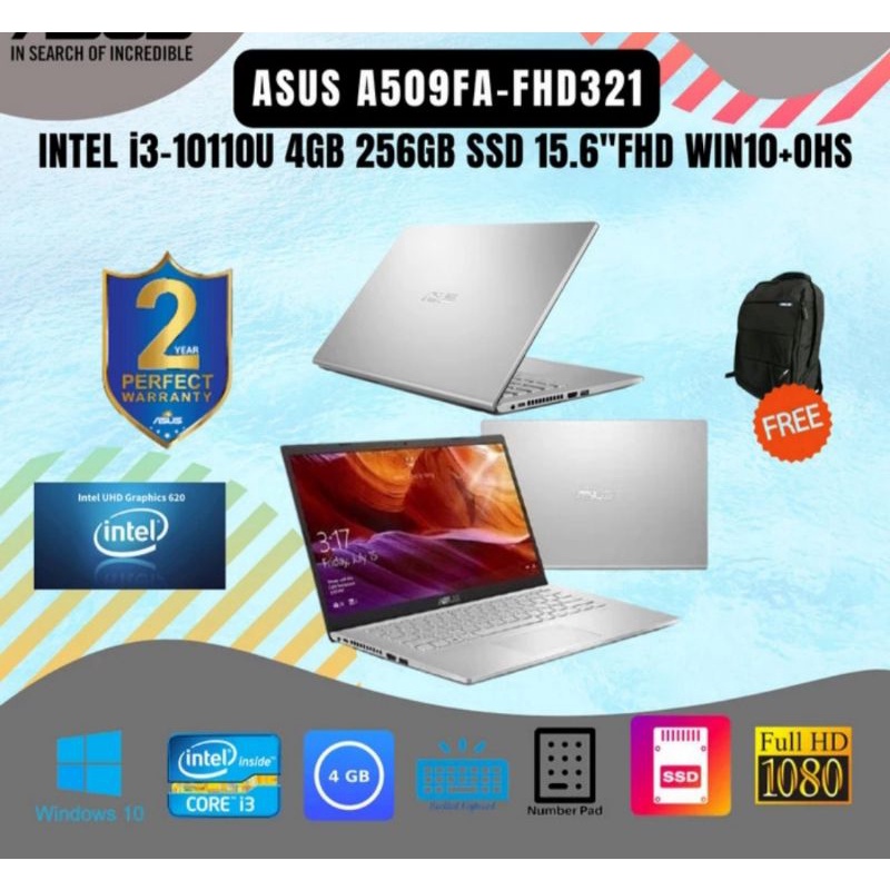 Jual DIJUAL CEPAT ASUS A509FA-FHD321 I3 10110U 4GB 256GB SSD 15.6" FHD ...