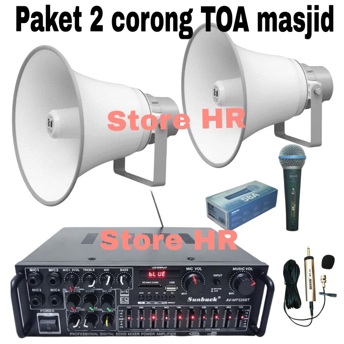 Jual Corong Toa Masjid 50 Watt 2 Pcs Ampli Bluetooth Mic Imam Mic Azan ...
