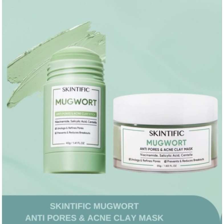 Jual SKINTIFIC MUGWORT ACNE CLAY MASK 55gr BPOM | Skintific Mugwort ...