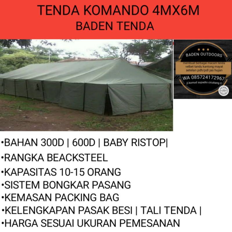 Jual TENDA KOMANDO TENDA BARAK PELETON 6X12 MILITARY | Shopee Indonesia