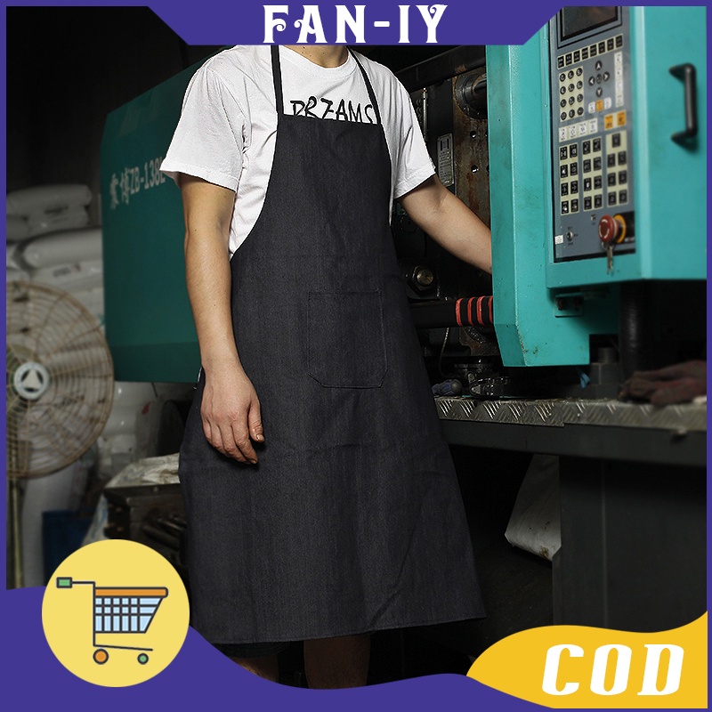 Jual 100x70CM Denim Apron Anti Air Dapur Celemek Kanvas Panjang Celemek ...
