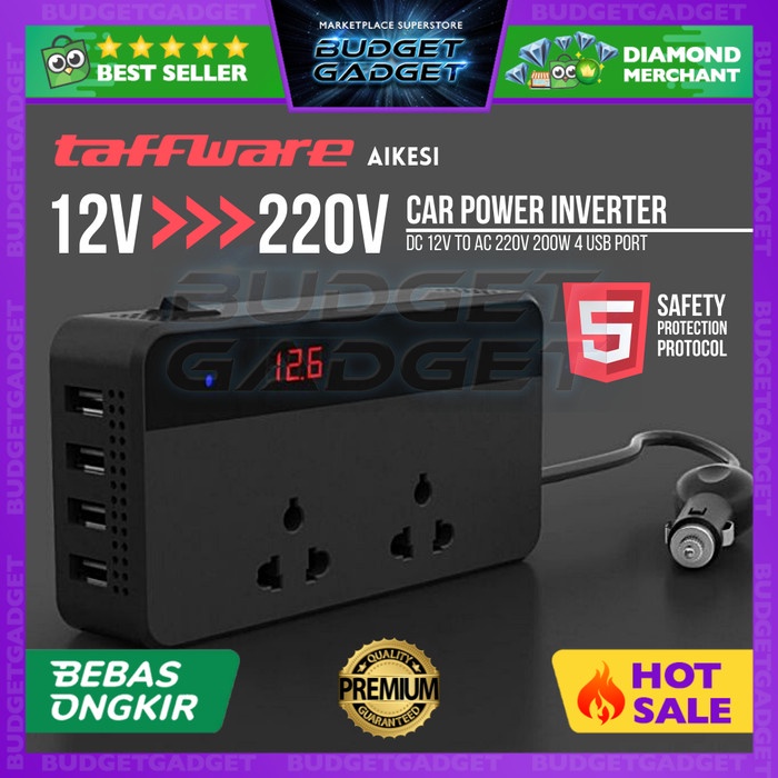 Jual Komponen Listrik Aikesi Car Power Inverter Dc 12V To Ac 220V 200W ...