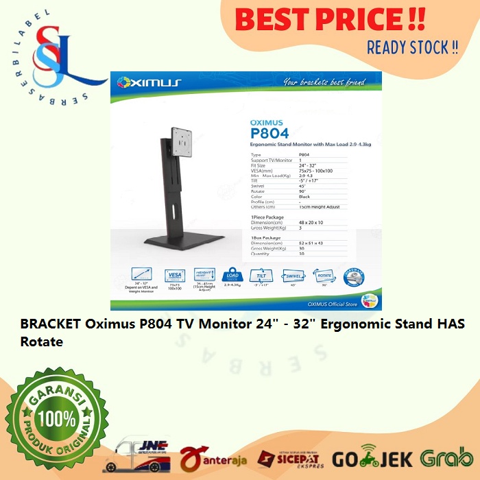 Jual BRACKET Oximus P804 TV Monitor 24" - 32" Ergonomic Stand HAS ...