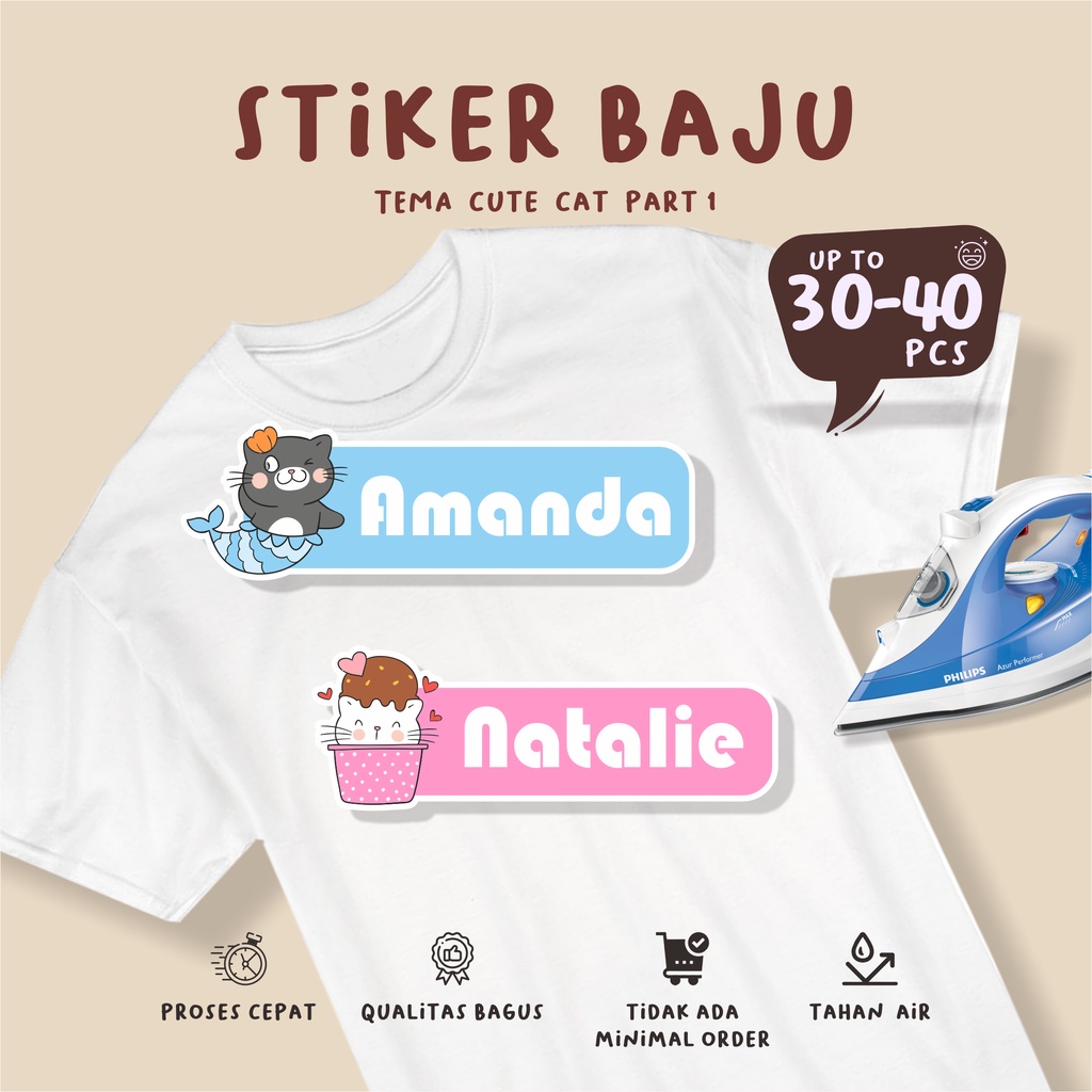 Jual (30-40 pcs) tema CUTE CAT part 1/murah cetak sablon setrika/bisa ...