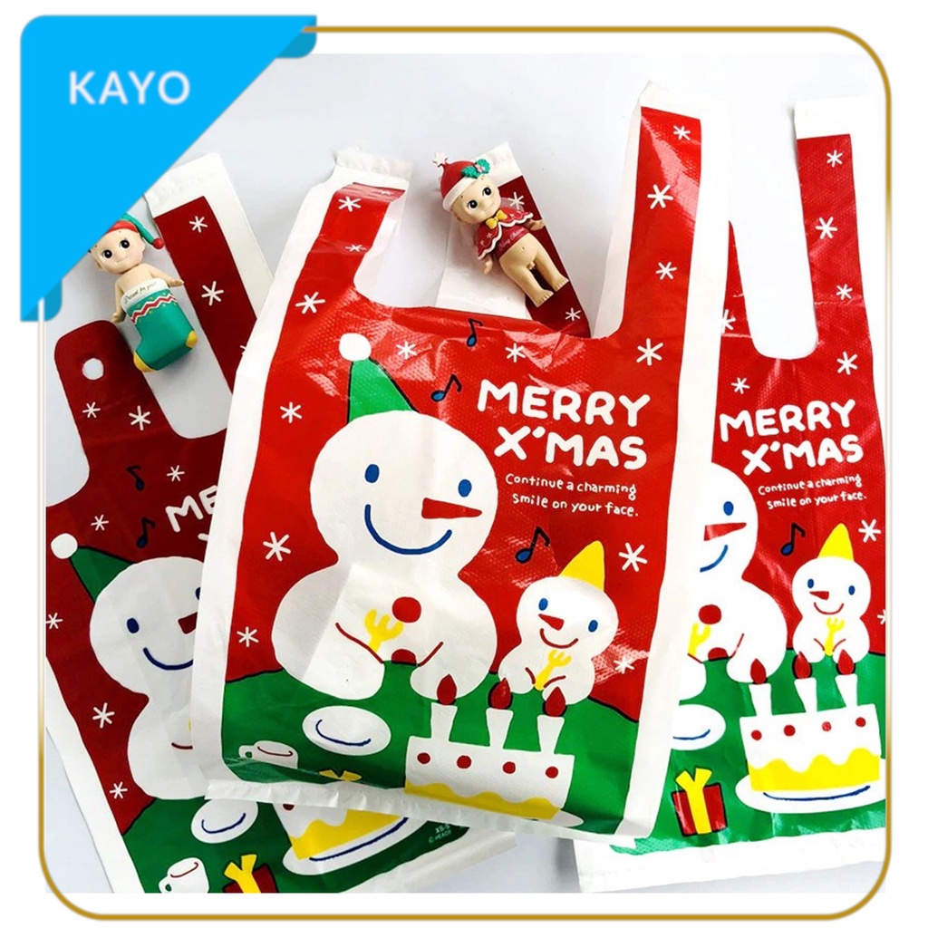 Jual kantong plastik tema natal isi 10 ukuran L plastik cookies plastik ...