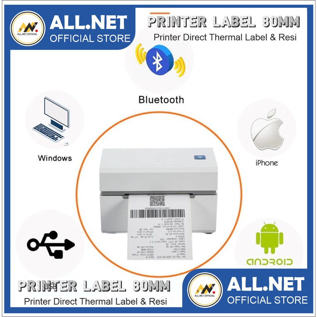 Jual Printer Thermal Bluetooth Stiker Label Printer POS USB 80 mm ...