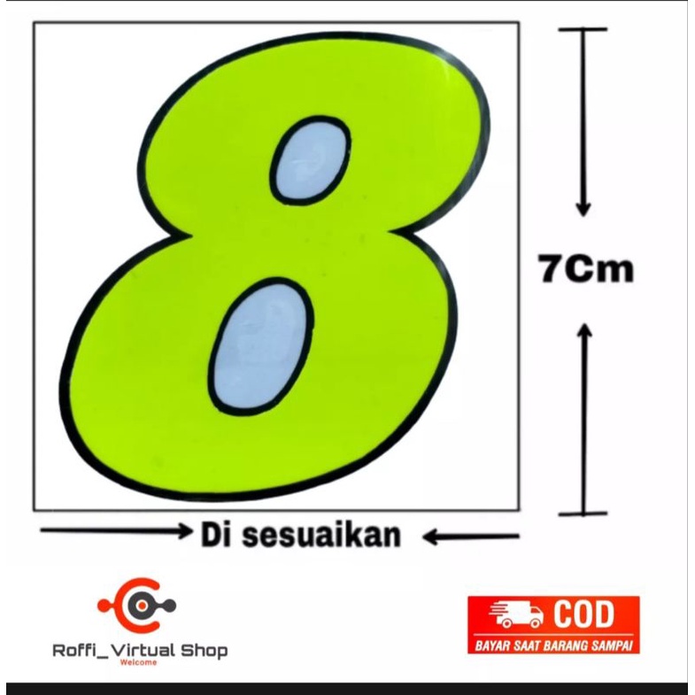 Jual Stiker cutting angka 8 warna stabilo ukuran sesuai gambar lem kuat ...