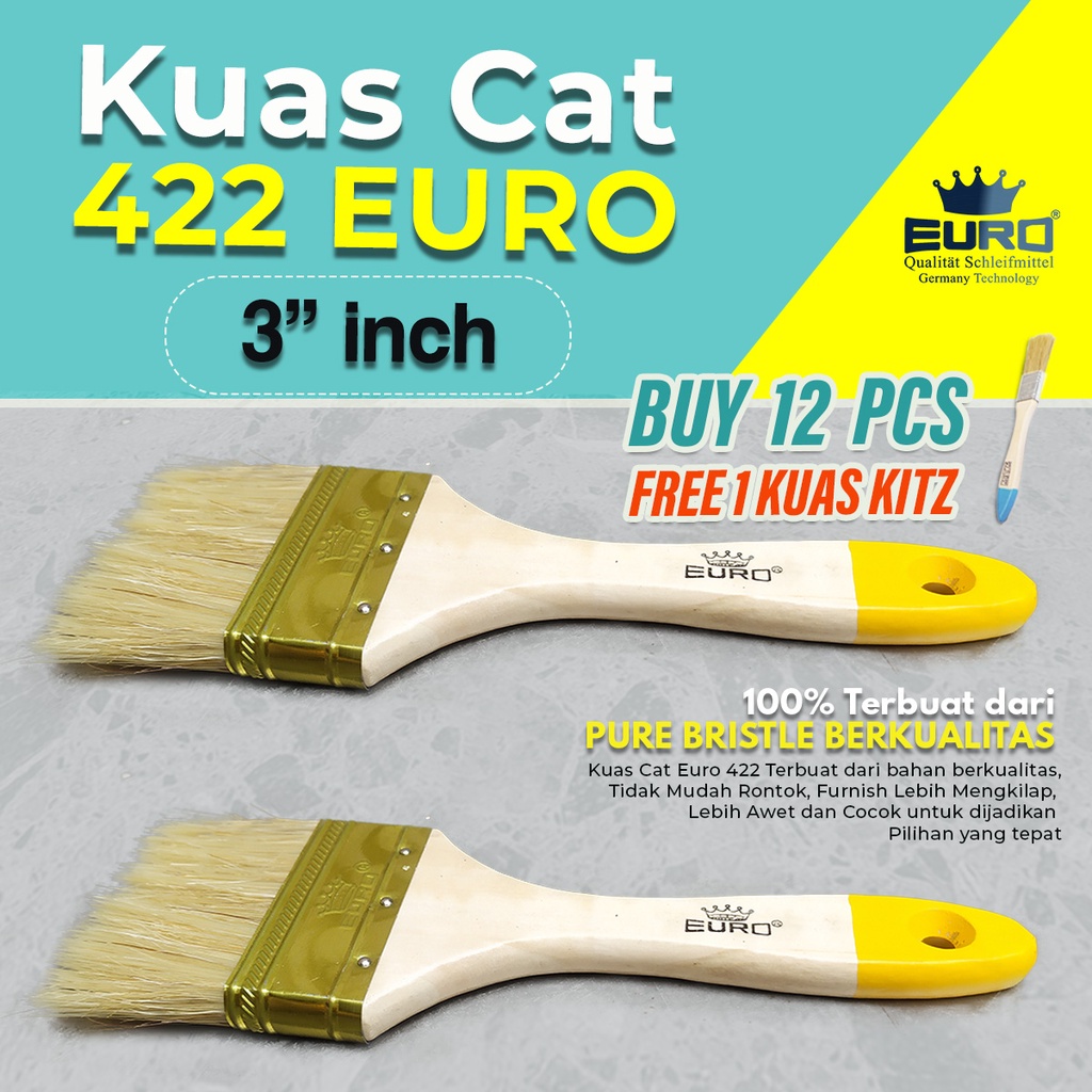 Jual Kuas cat ukuran 3 inch tembok Kuas tangan dinding EURO 422 gagang ...