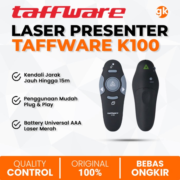 Jual TAFFWARE Laser Presenter K100 Wireless Pointer Presentasi Remote ...