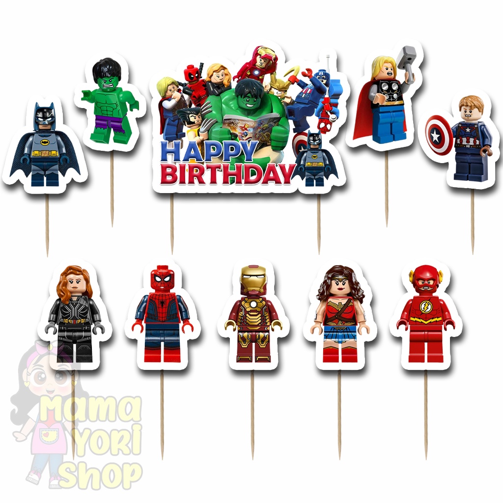 Jual Hiasan Kue Ulang Tahun Topper Cake Motif LEGO SUPERHERO MARVEL ...