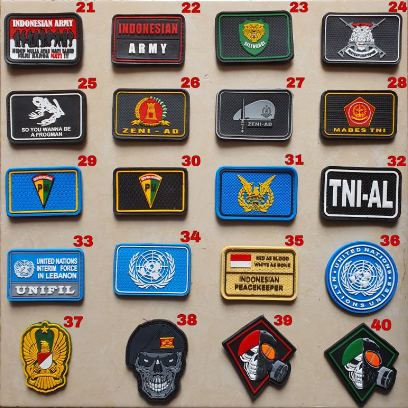 Jual patch rubber logo tni ad - ekapaksi - tni au - tni al - kostrad ...