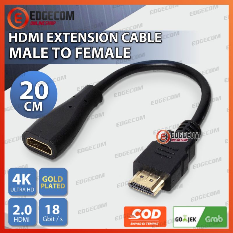 Jual Kabel Extender / Extension HDMI Male to Female 20cm | Shopee Indonesia